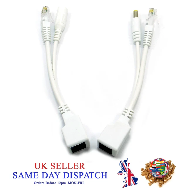 POE PASSIVE INJECTOR Cable RJ45 POE Splitter CCTV IP Camera Access ...