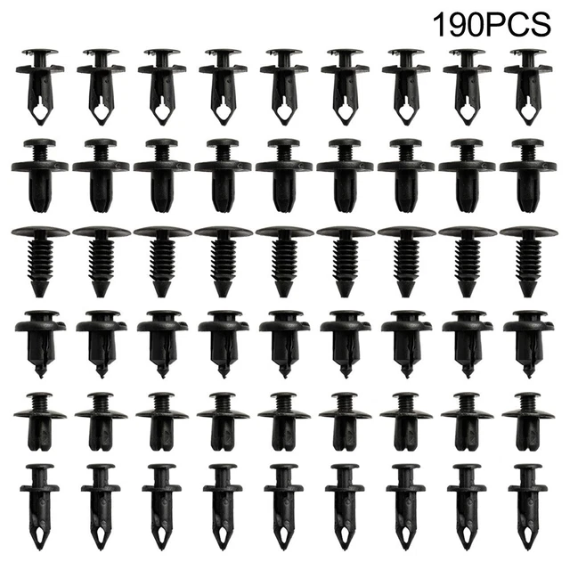 RIVET CLIPS FIXATION Noir Boucle Fixation Attache Grilles 190pcs / Set ...