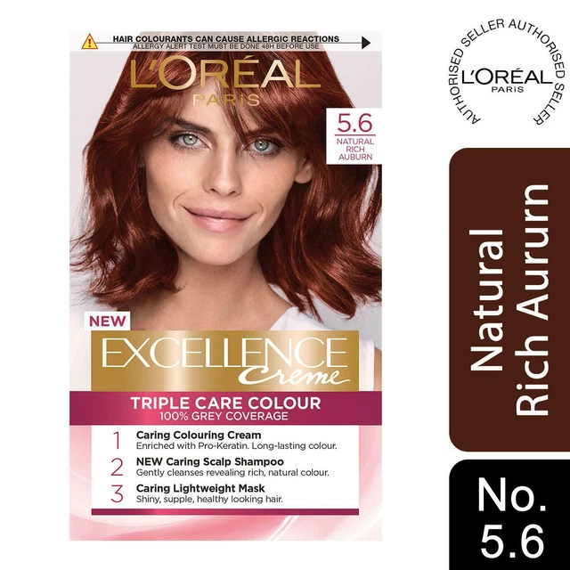 L'OREAL PARIS EXCELLENCE Creme Permanent Hair Dye, 5.6 Natural Rich ...