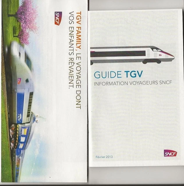 SNCF FRENCH RAILWAYS TGV High Speed Train artwork on 2 brochures Family ...