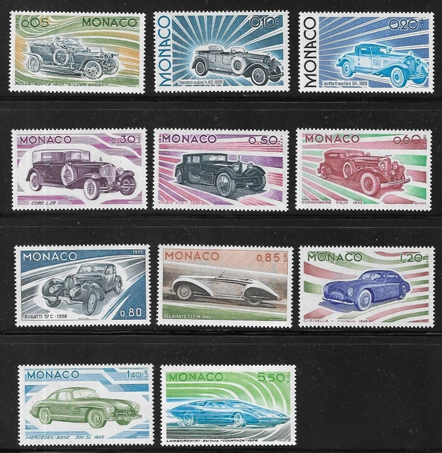 MONACO - EVOLUTION DES LIGNES DE L'AUTOMOBILE N° 1018 à N° 1028 NEUF ...