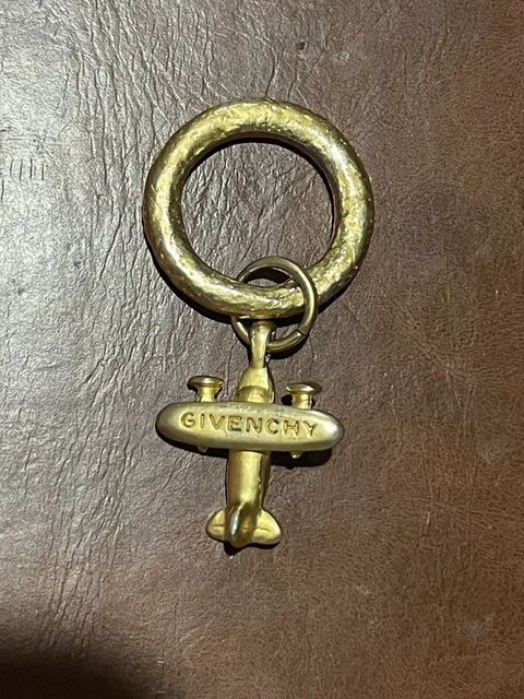 VINTAGE GIVENCHY AIRPLANE Keychain Pendant Lustrous Worn Heavy Gold ...