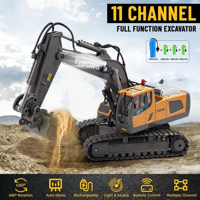 REMOTE CONTROL RC Digger - With charger + Battery ,Metal Shovel, Light ...