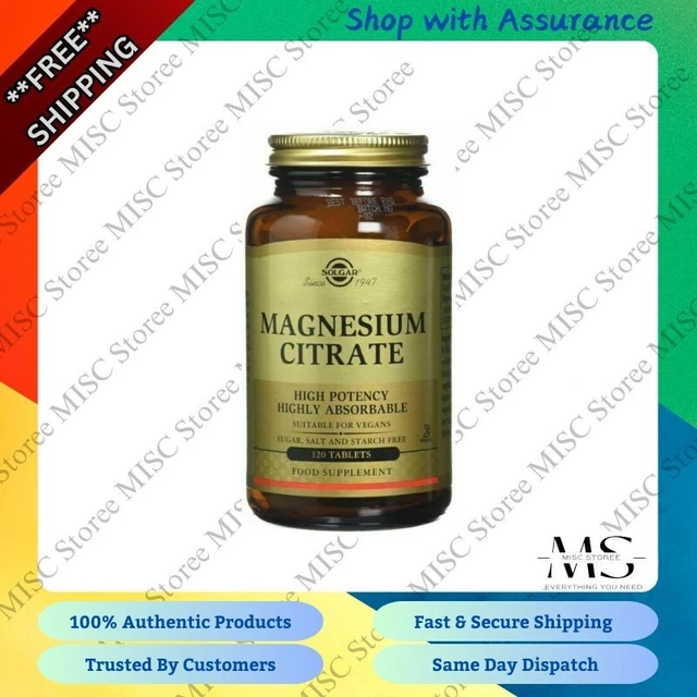 SOLGAR MAGNESIUM CITRATE 400mg - 120 Tablets Brand New Sealed £25.99 - PicClick UK