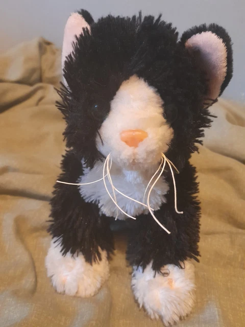 ANIMAL ALLEY BLACK & White Cat Soft Toy Plush Laying Down Toys R Us ...