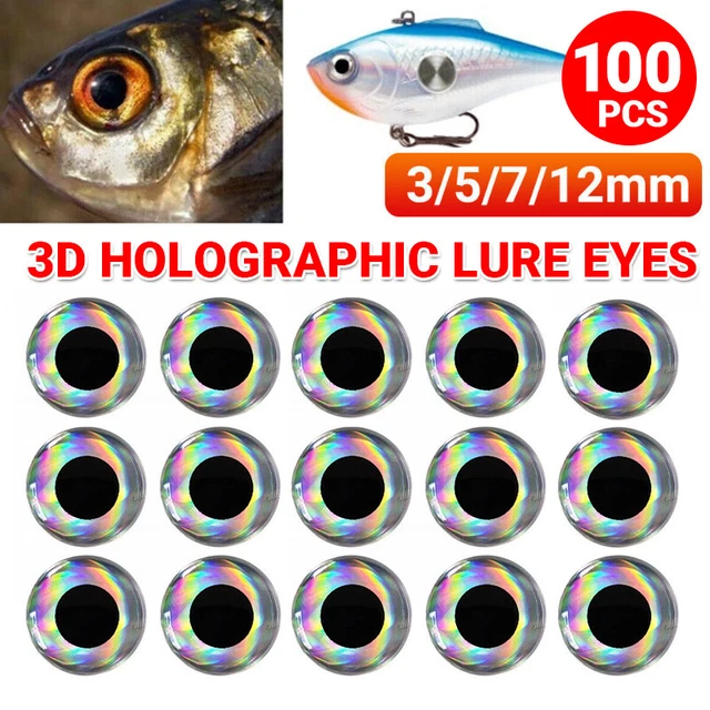 100PCS 3D HOLOGRAPHIC Fish Eyes for Lure Fly Tying Jigs Crafts Dolls ...