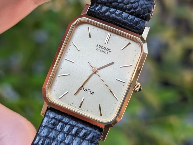 SEIKO DOLCE 7731-5240 Orologio da uomo al quarzo quadrante oro serbatoio con custodia vintage ...