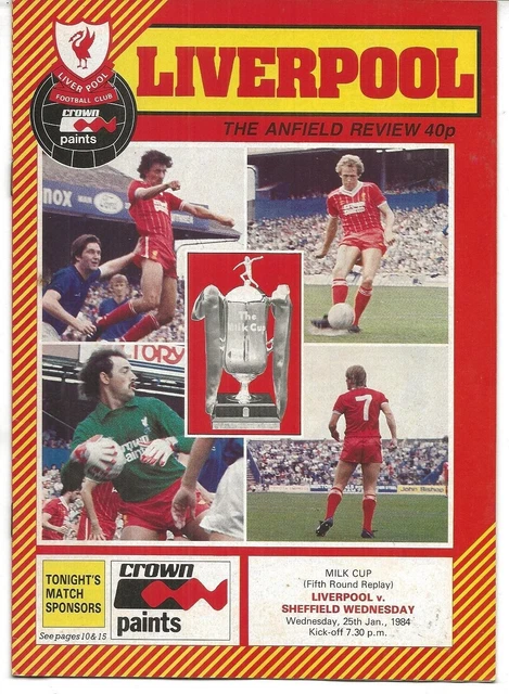 FOOTBALL PROGRAMME LIVERPOOL v SHEFFIELD WEDNESDAY Jan 1984 FLC £1.50 ...