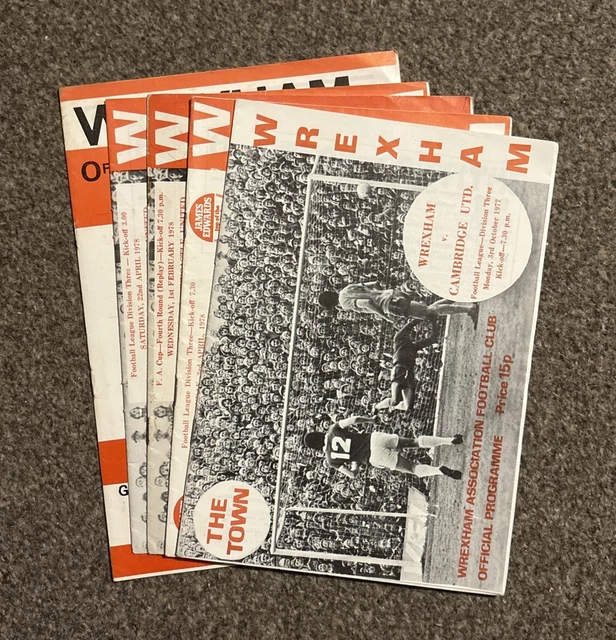 5 X WREXHAM FC 1970’s Home Programme Bundle, Excellent Condition £4.99 ...