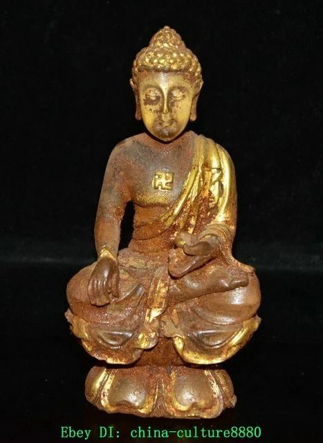 5'' OLD TIBET Buddhism Crystal Gilt Sakyamuni Amitabha Statue Comme le Bouddha. EUR 180,00 ...