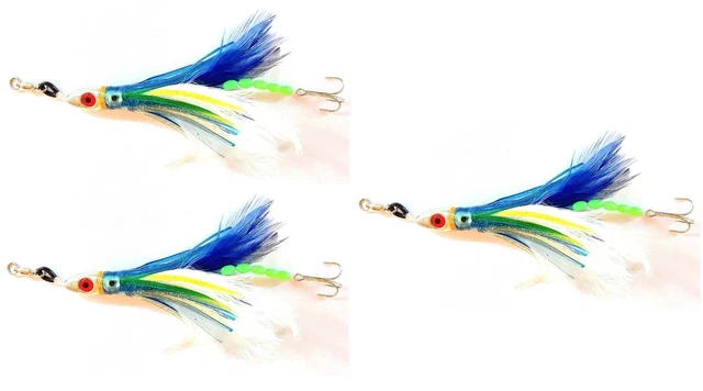 KIT DA 3 Kona Artificiali Traina Altura Pesca Lampuga Aguglia Polipetti ...