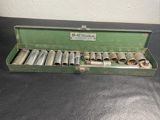 (18 PC) VINTAGE SK TOOLS 3/8" DRIVE METRIC SHORT and LONG SOCKET SET ...