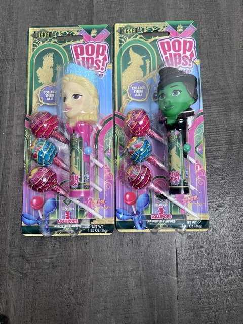 WICKED THE MOVIE Glinda Elphaba Pop Ups! Flix Candy Lollipop Holder Lot ...