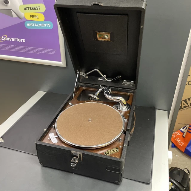 HMV MODEL 102C Brown GRAMOPHONE Portable Sound Box - Untested - Free ...