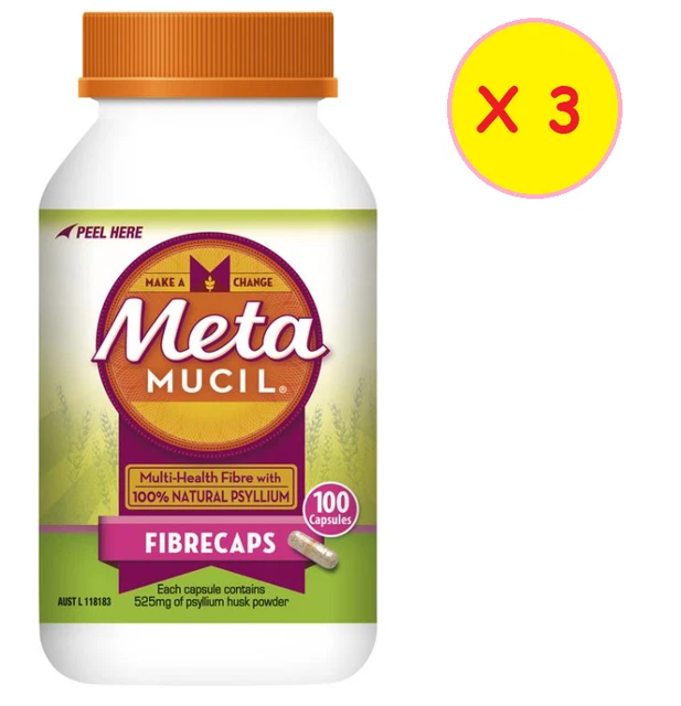 METAMUCIL FIBRECAPS 3 x 100 caps Daily Supplement QLD STK Free Shipping ...