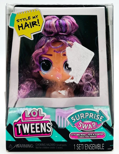 LOL SURPRISE SWAP Tweens Styling Head with Pink / Multi-Colour Hair ...