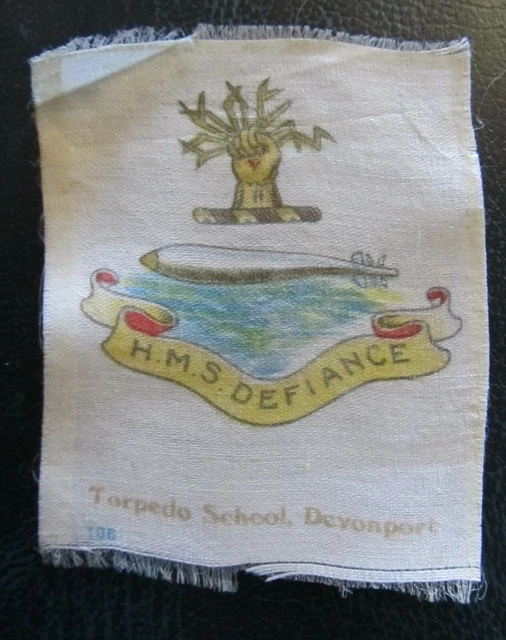 CIGARETTE SILKS CARD HMS Defiance Torpedo School Davenport Ww1 Naval ...