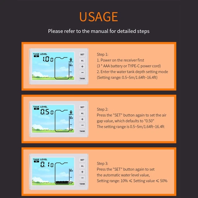 JAUGE DE NIVEAU de r??servoir d'eau sans fil thermom??tre d'int??rieur ...