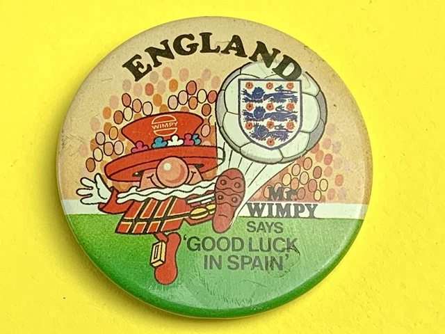 VINTAGE COLLECTABLE MR Wimpy Good Luck in Spain 1982 World Cup Pin ...