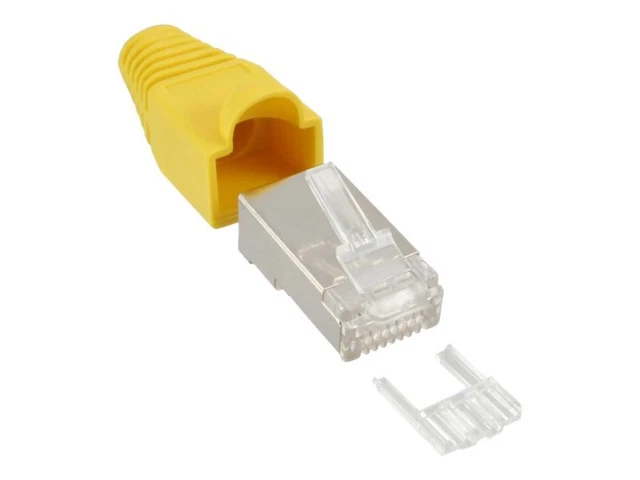 INLINE CONNETTORE A crimpare RJ45 schermato antipiega guida giallo 10pz ...