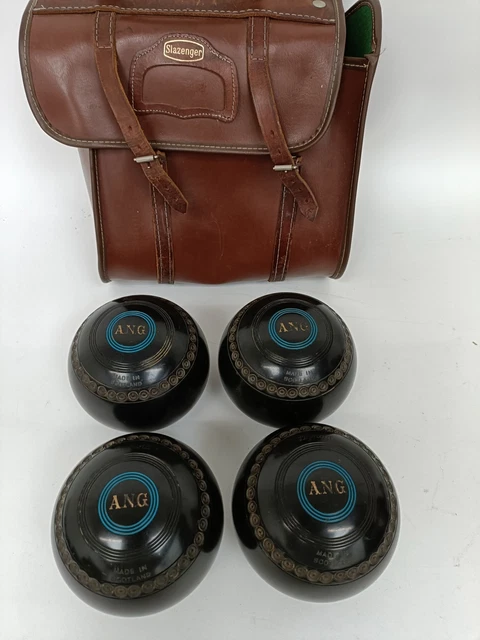 VINTAGE THOMAS TAYLOR Lignoid Lawn Bowls Set of 4 Size 4 Made in ...