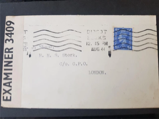 GB 1944 CENSORED COVER 1 DIDCOT to HMS STORK - INTERESTING BITTERN ...