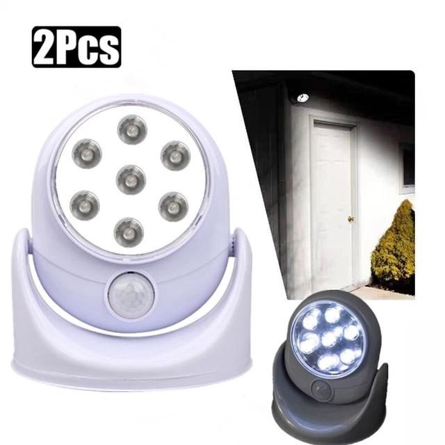 2X 360° BATTERY Power Motion Sensor Security PIR LED Light Garden ...