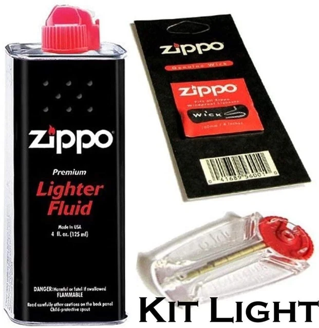 KIT ENTRETIEN LIGHT pour Briquet Zippo avec Recharge Essence, Mèche et ...