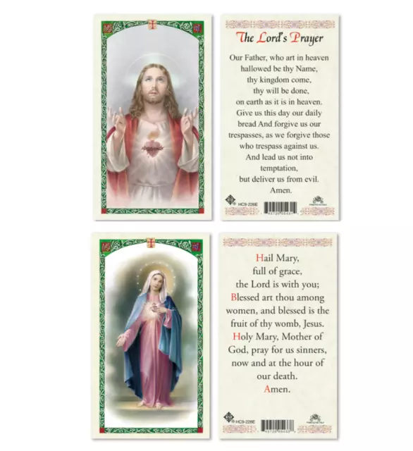 LAMINATED OUR FATHER The Lord's Prayer AND Hail Mary Holy Prayer Cards ...