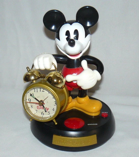 DISNEY MICKEY MOUSE Alarm Clock Animated Talking Metal Bells Snooze £42 ...