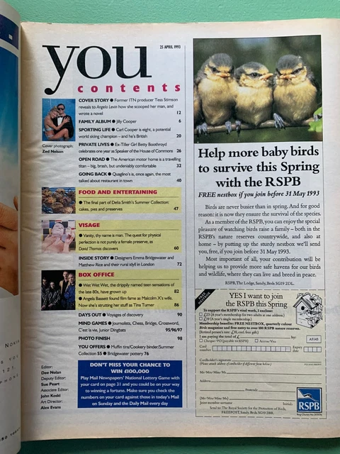 YOU MAGAZINE 25-APRIL-1993 Tess Stimson Brent Sadler Wet Wet Wet Angela ...
