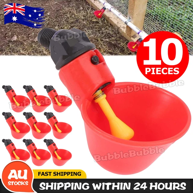 10X AUTOMATIC CUPS Water Feeder Drinker Chicken Waterer Poultry Chook ...