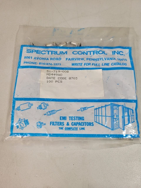 (100 NEW) SPECTRUM Control EMI Feedthrough Filters 51-719-008 MD449AO ...