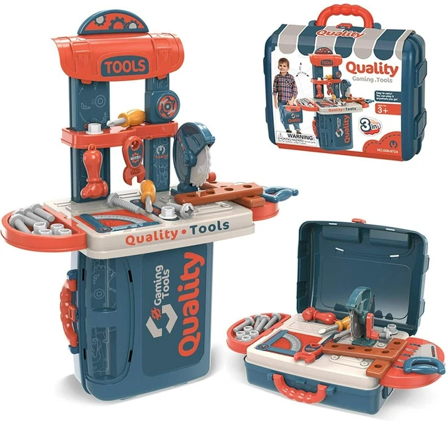 WORKBENCH DELUXE 3IN1 Mechanic Table Tool Set Trolley Case Kids Toys ...
