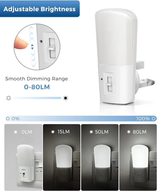 PLUG IN NIGHT Lights Brightness Adjustable Light Sensor Children Room ...