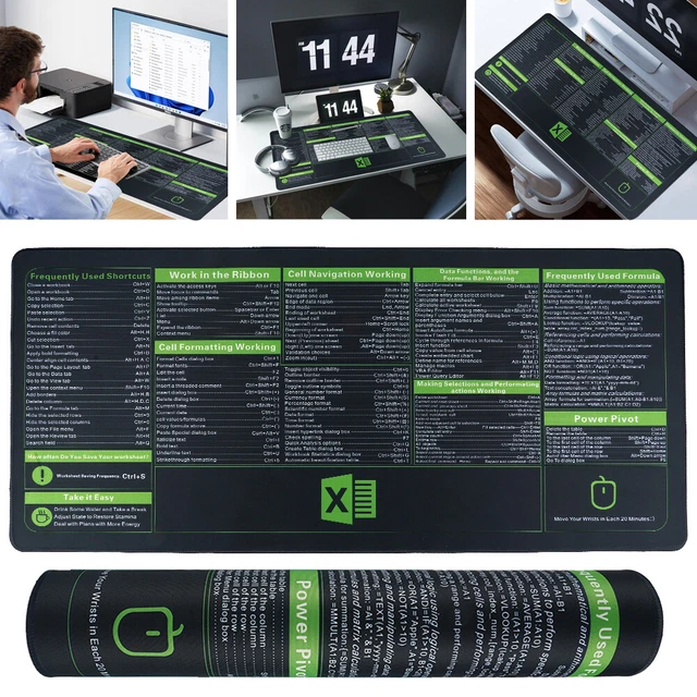EXCEL SHORTCUTS CHEAT Sheet Office Mouse Pad Keyboard Mat Desk Giant ...