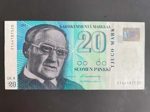 20 SUPMEN PANKKI TJUGO MARK Suomen Pankki Finlands Bank 1993 nuovo di ...