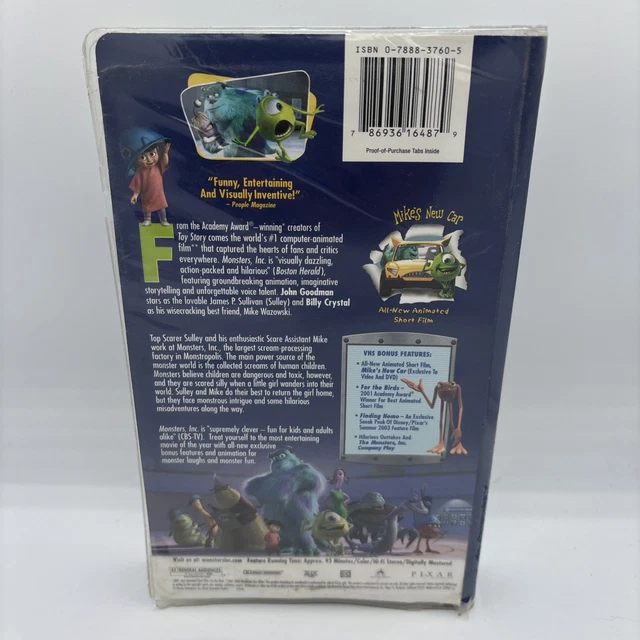 MONSTERS, INC. VHS, 2002 Rare Blue Tape Edition – Clear Clamshell ...