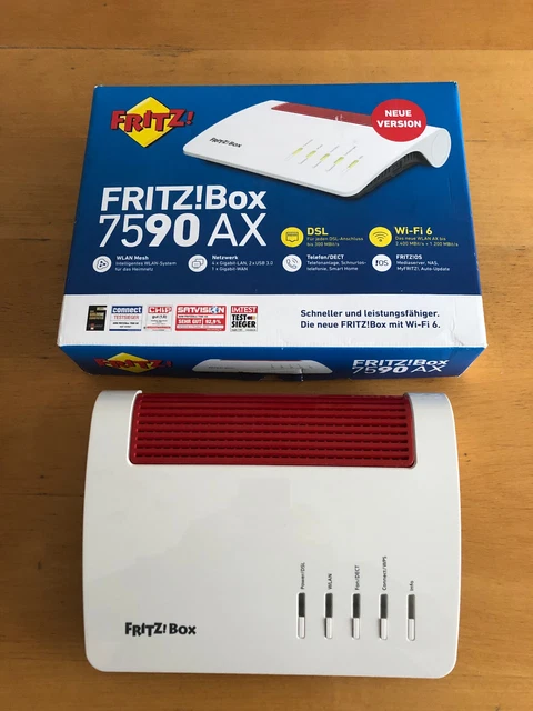 AVM FRITZ!BOX 7590 AX V2 WiFi 6 WLAN Router weiss 1 Jahr alt mit Rechnung EUR 190,00 - PicClick DE