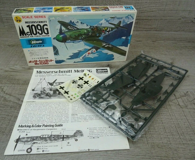 HASEGAWA MESSERSCHMITT ME 109G Model Kit Plane Vintage 1980 1:72 Scale ...