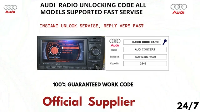 AUDI RADIO CODE PIN DECODE UNLOCK A3 A4 TT SYMPHONY RNS-E CONCERT CD RNSE etc £4.82 - PicClick UK
