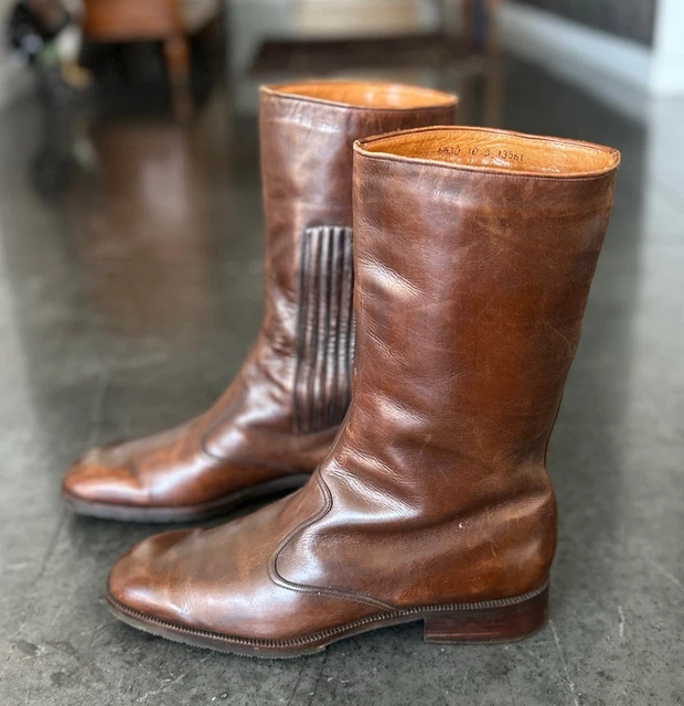 VINTAGE CONSUL SAKS Fifth Avenue Brown Leather Riding Boots Made in ...