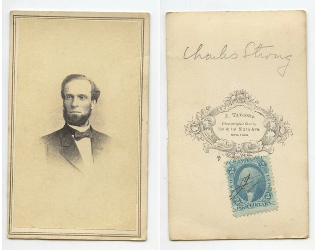 CIVIL WAR ERA Photo W/ Stamp, Man Ided Charles Strong, New York Graphic ...