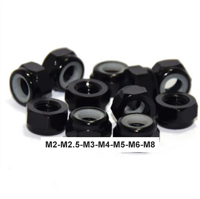 M2 M2.5 M3 M4 M5 M6 M8 Black Aluminum Alloy Hex Nyloc Nylon Insert Locking Nuts $2.33 - PicClick AU