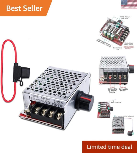 7-70V 30A PWM DC Motor Speed Controller with Protective Fuse for ...