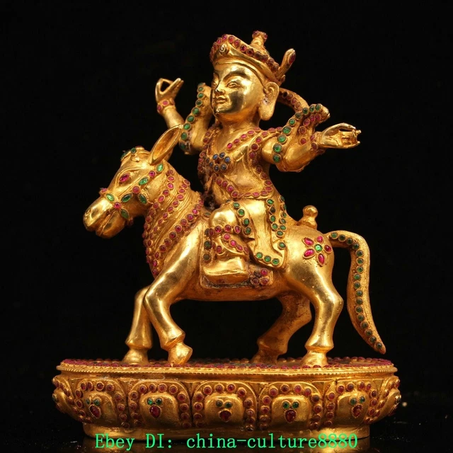 8 &VIEUX CUIVRE tibétain perle d'or Palden Lhamo deity Laksmi cheval Bouddha EUR 990,00 ...