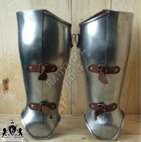 CRUSADER ARMOR GREAVES Medieval Knight Spartan Steel Armor Larp SCA ...