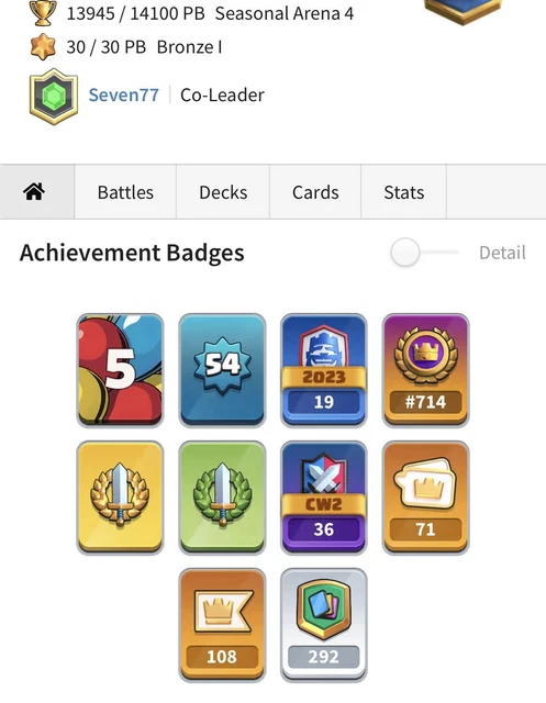 CLASH ROYALE ACC With GT Badge Top 1000 And 20 Wins 2023 Badge,Ultimate ...