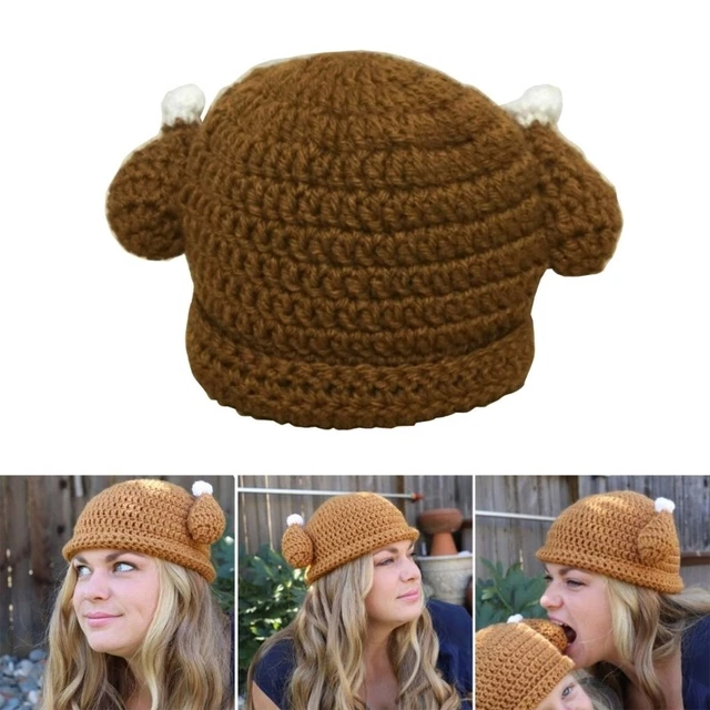 WOMEN KNITTED BEANIE Hat Chicken Leg Ear Hat Cosplay Costume Halloween ...