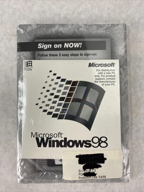 MICROSOFT WIN 98 First Edition Windows 98 Full Operating System SEALED ...